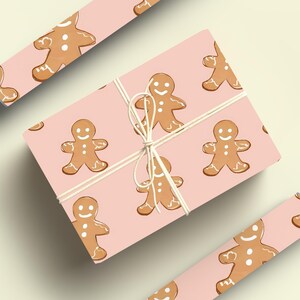 Gingerbread Man Wrapping Paper Pink Gingerbread Man Pink Christmas ...