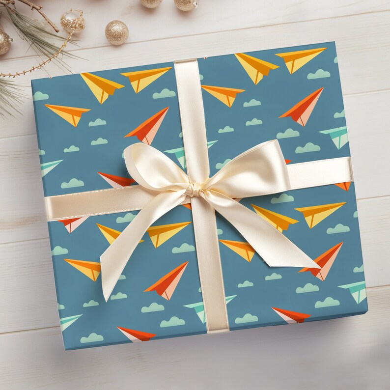 Paper Airplanes Wrapping Paper, Airplane Gift Wrap, Boy Birthday ...