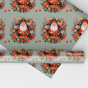 Green Santa Wrapping Paper Roll Green Santa Gift Wrap Roll, Modern ...