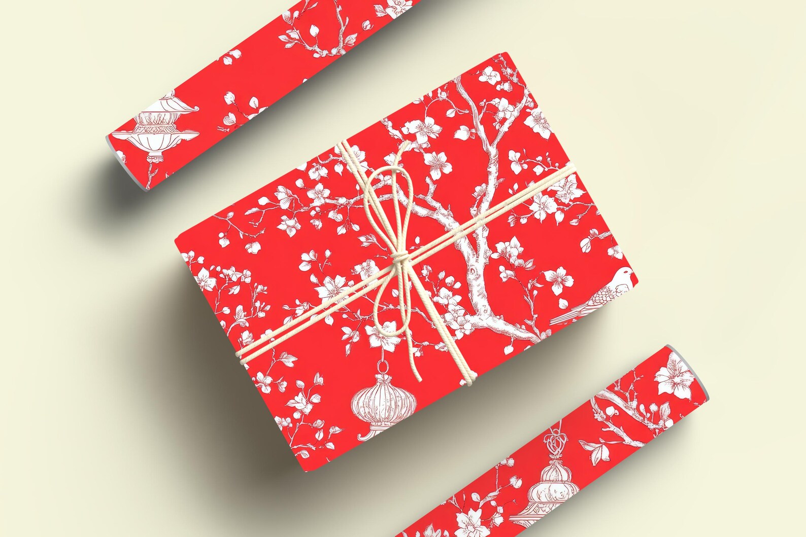 Japanese Wrapping Paper Roll Red Chinese Wrapping Paper Roll Oriental ...