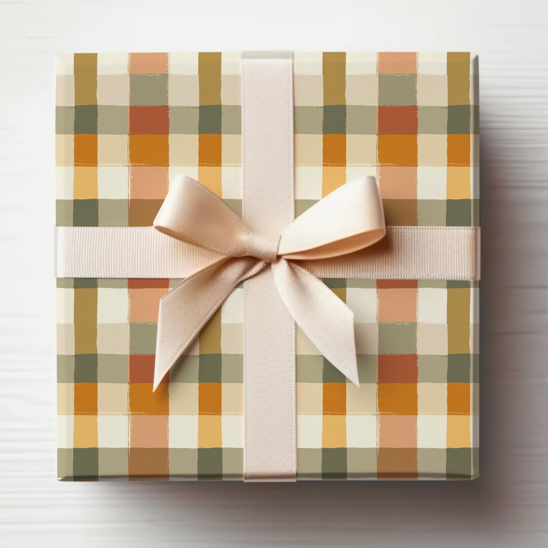 Fall Plaid Wrapping Paper Roll Autumn Plaid, Fall Gingham Wrapping ...