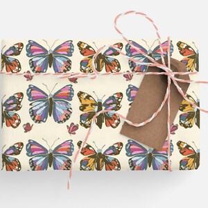 Cute Butterfly Wrapping Paper Roll, Girly Butterfly Baby Shower Gift ...