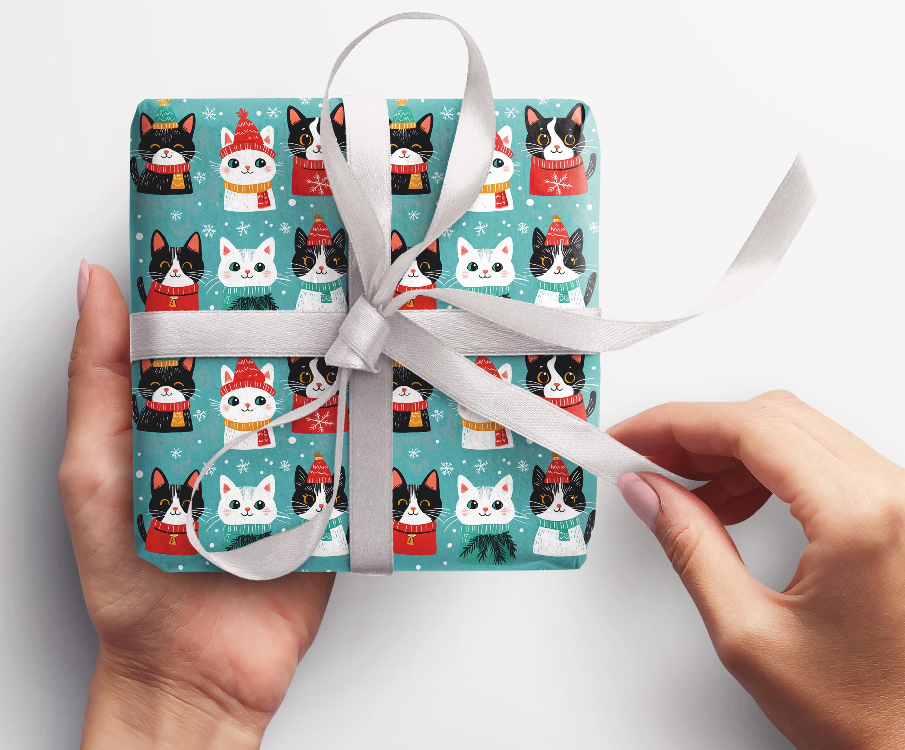 Christmas Cats Wrapping Paper Roll Quirky Cats Gift Wrap Roll, Xmas ...