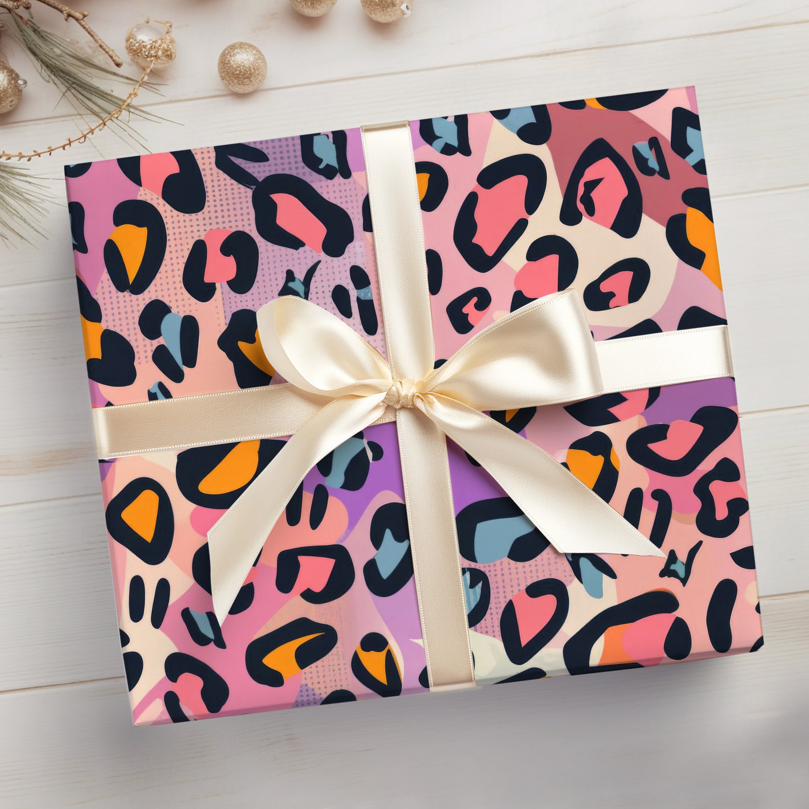 Pink Cheetah Print Wrapping Paper, Leopard Print Wrapping Paper, Girly ...