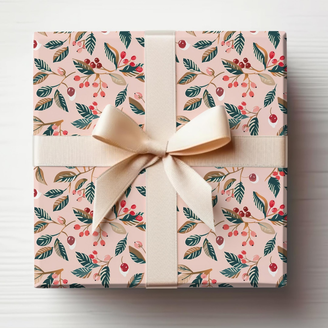 Pink Christmas Wrapping Paper Cute Christmas Wrapping Paper Girly Xmas ...