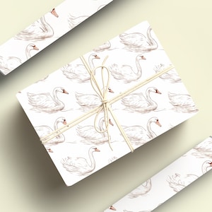 Adorable Swan Wrapping Paper Roll Swan Baby Shower Wrapping Paper, Swan ...