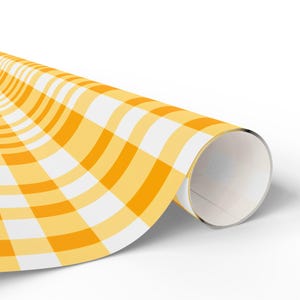 Yellow Gingham Wrapping Paper Roll, Simple Bright Yellow Plaid Gift ...