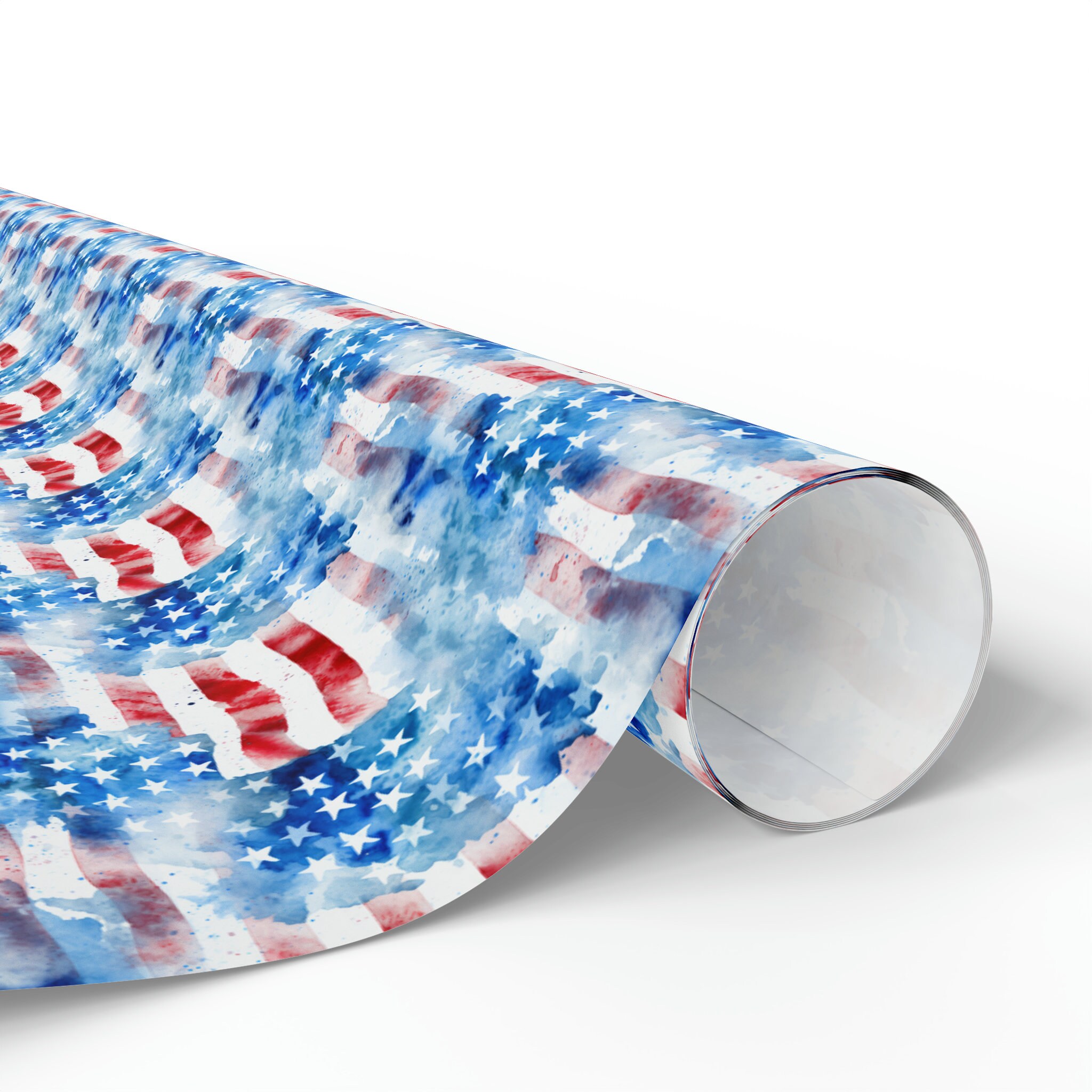 Watercolor American Flag Gift Wrap American Flag Wrapping Paper Roll ...