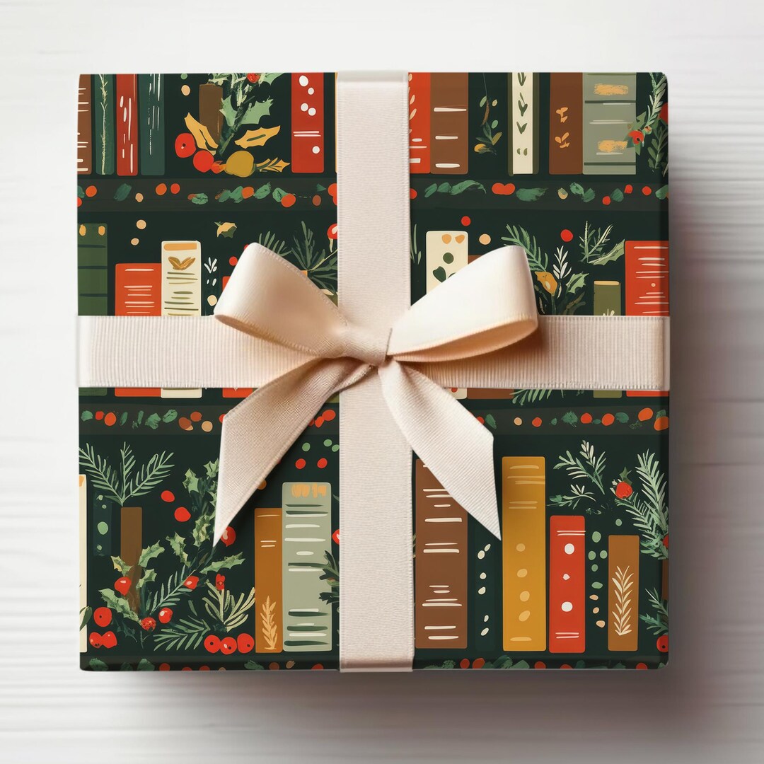 Wrapping Paper Books Christmas Gift Wrapping Roll, Christmas Books ...