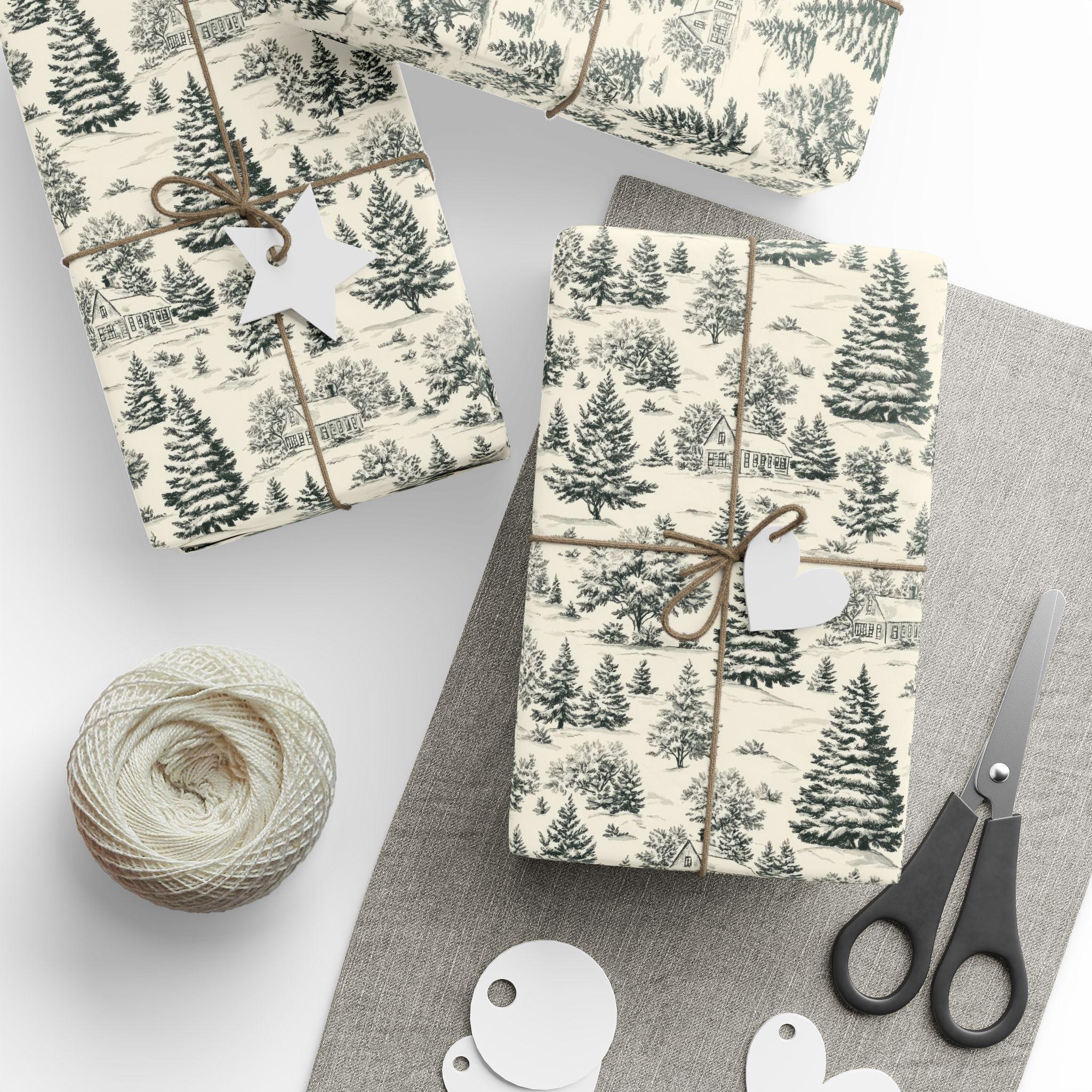 Black Toile Wrapping Paper Christmas Vintage Toile Wrapping Paper Black ...