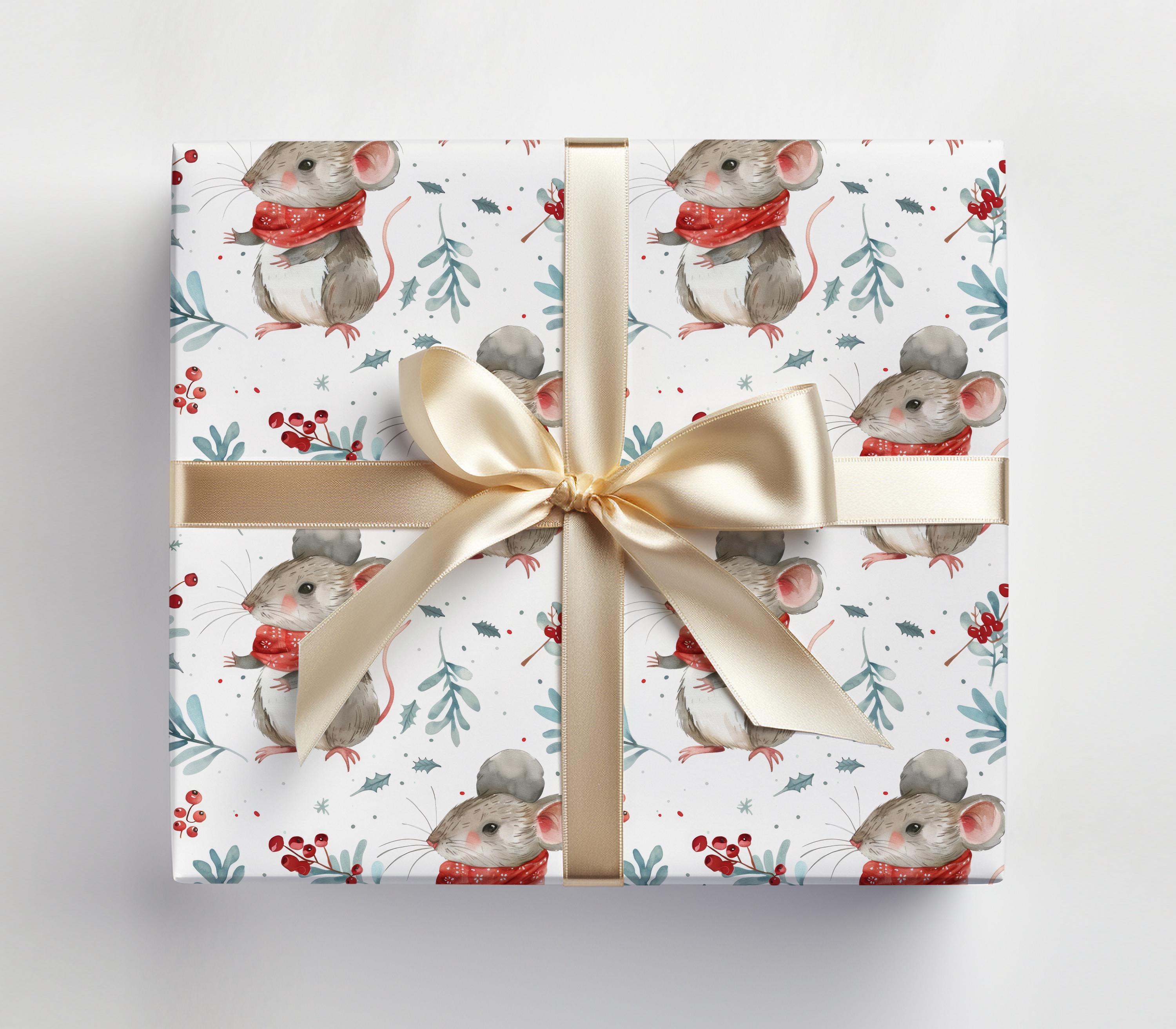 Christmas Mouse Wrapping Paper Xmas Mouse Gift Wrapping Roll Cute ...