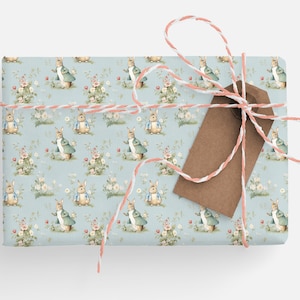 Vintage Rabbit Wrapping Paper, Rabbit Baby Shower Wrapping Paper Roll ...