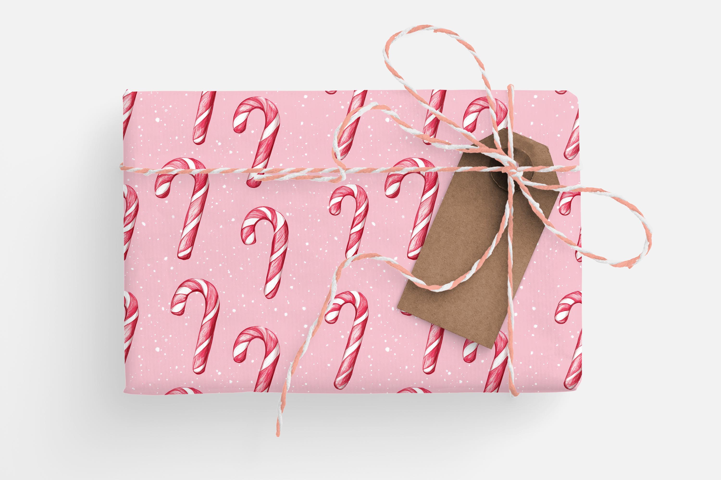 Pink Candy Cane Wrapping Paper Roll Pink Christmas Wrapping Paper Roll ...