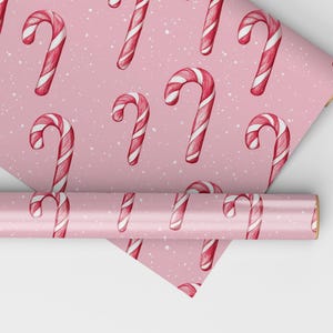 Pink Candy Cane Wrapping Paper Roll Pink Christmas Wrapping Paper Roll ...