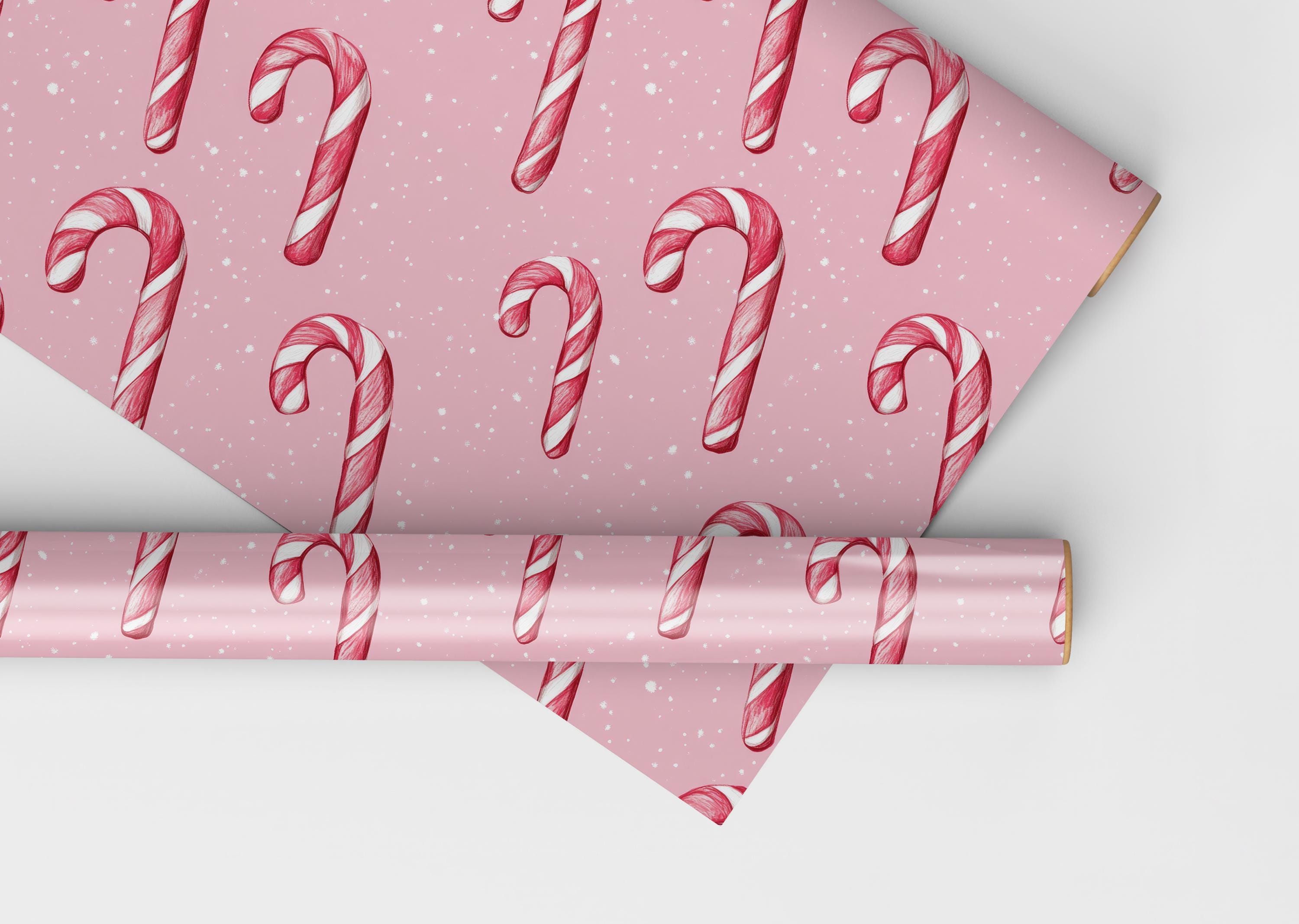 Pink Candy Cane Wrapping Paper Roll Pink Christmas Wrapping Paper Roll ...