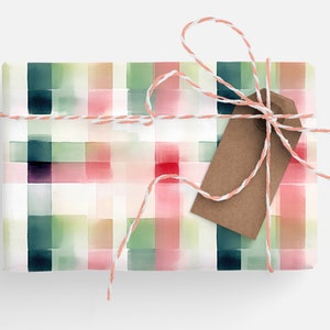 Watercolor Plaid Wrapping Paper Plaid Gift Wrap, Modern Plaid, Gingham ...
