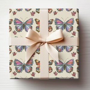 Cute Butterfly Wrapping Paper Roll, Girly Butterfly Baby Shower Gift ...