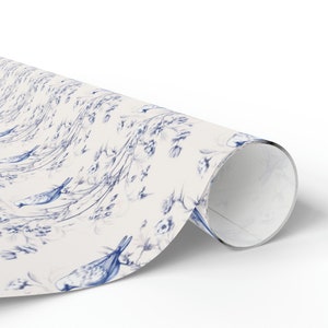 Vintage Chinoiserie Wrapping Paper With Oriental Bird, Dainty Blue ...