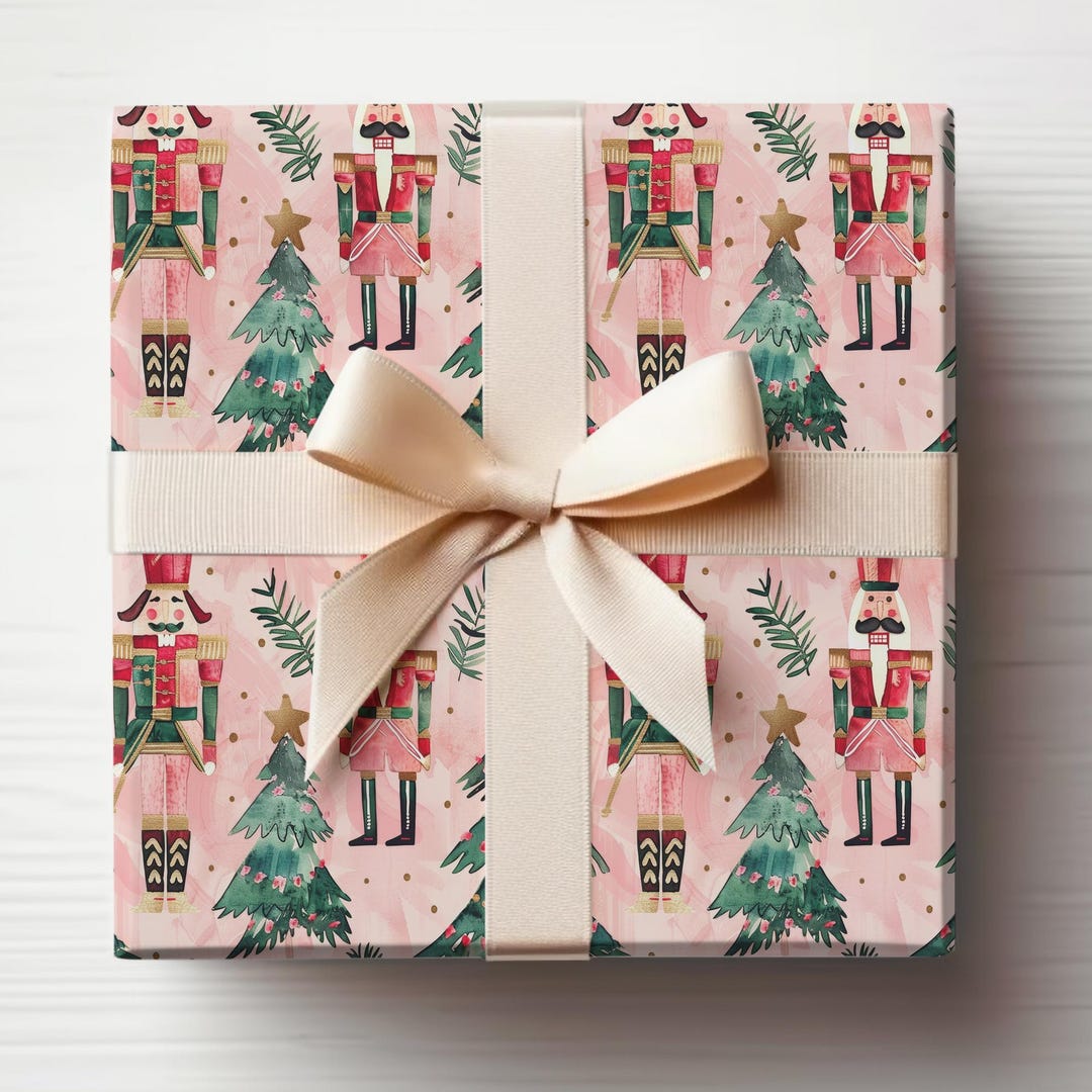 Pink Nutcracker Wrapping Paper Modern Pink Holiday Gift Wrap Roll ...