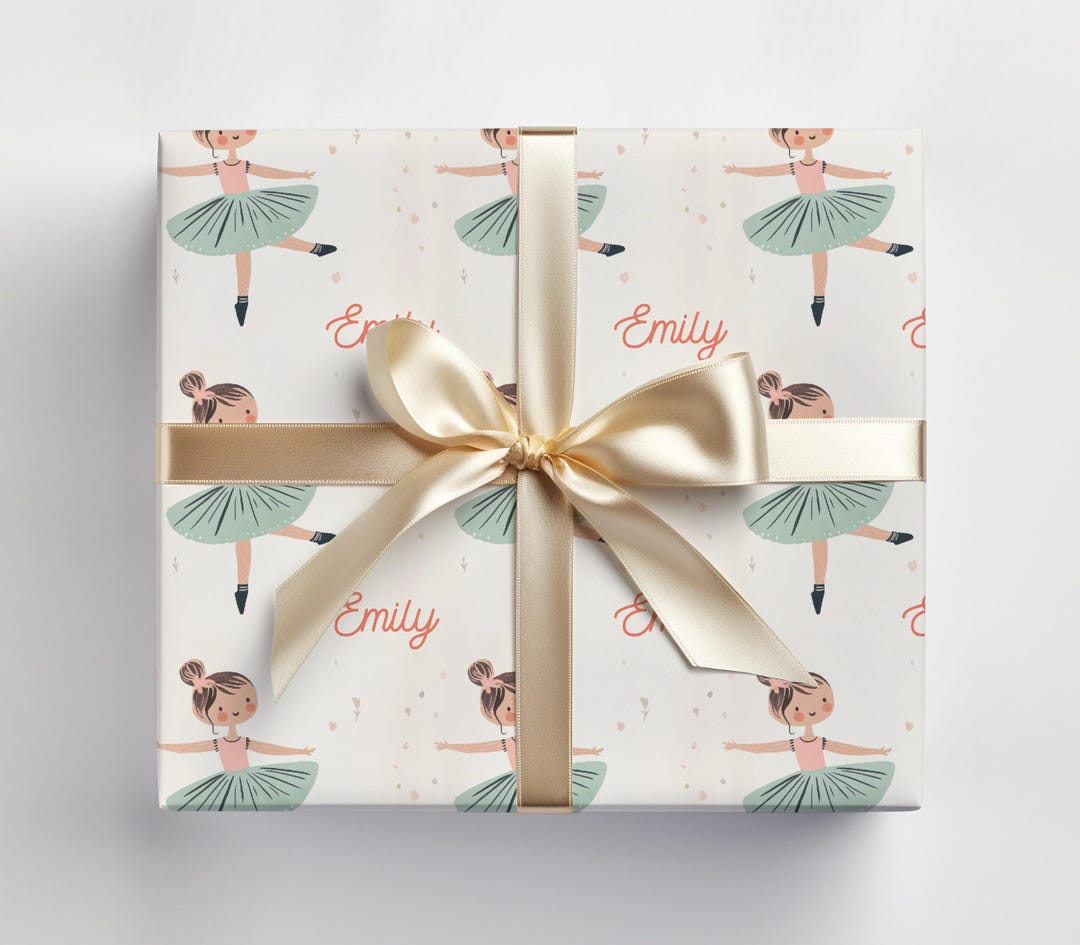 Ballerina Wrapping Paper Roll With Name Ballet Gift Wrap With Custom ...