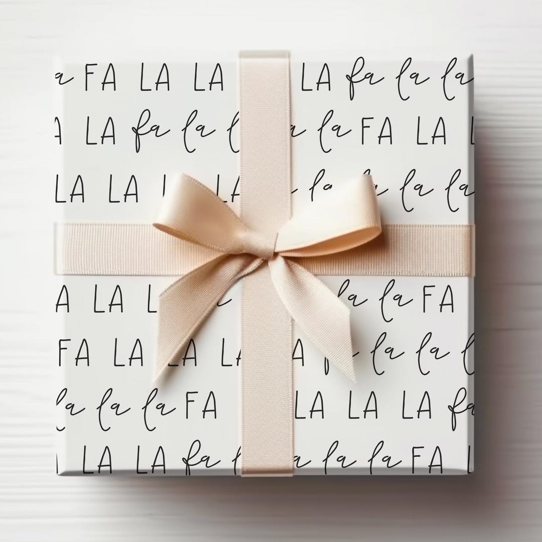 Black and White Christmas Wrapping Paper Script Wrapping Paper Modern ...