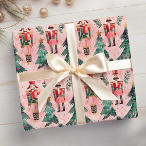 Pink Nutcracker Wrapping Paper Modern Pink Holiday Gift Wrap Roll ...