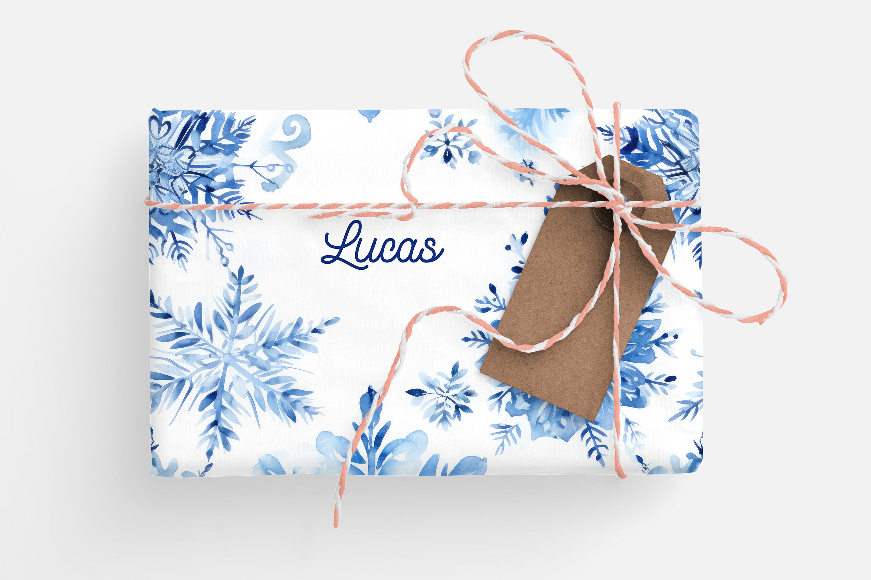 Name Wrapping Paper, Christmas Wrapping Paper With Name Boy, Snowflake ...