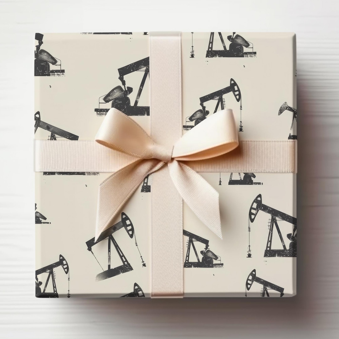 Oil Drilling Wrapping Paper Roll Oil Field Gift Wrap Roll Pump Jack ...