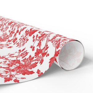 Red Chinoiserie Wrapping Paper Roll Red Toile Christmas Toile Wrapping ...