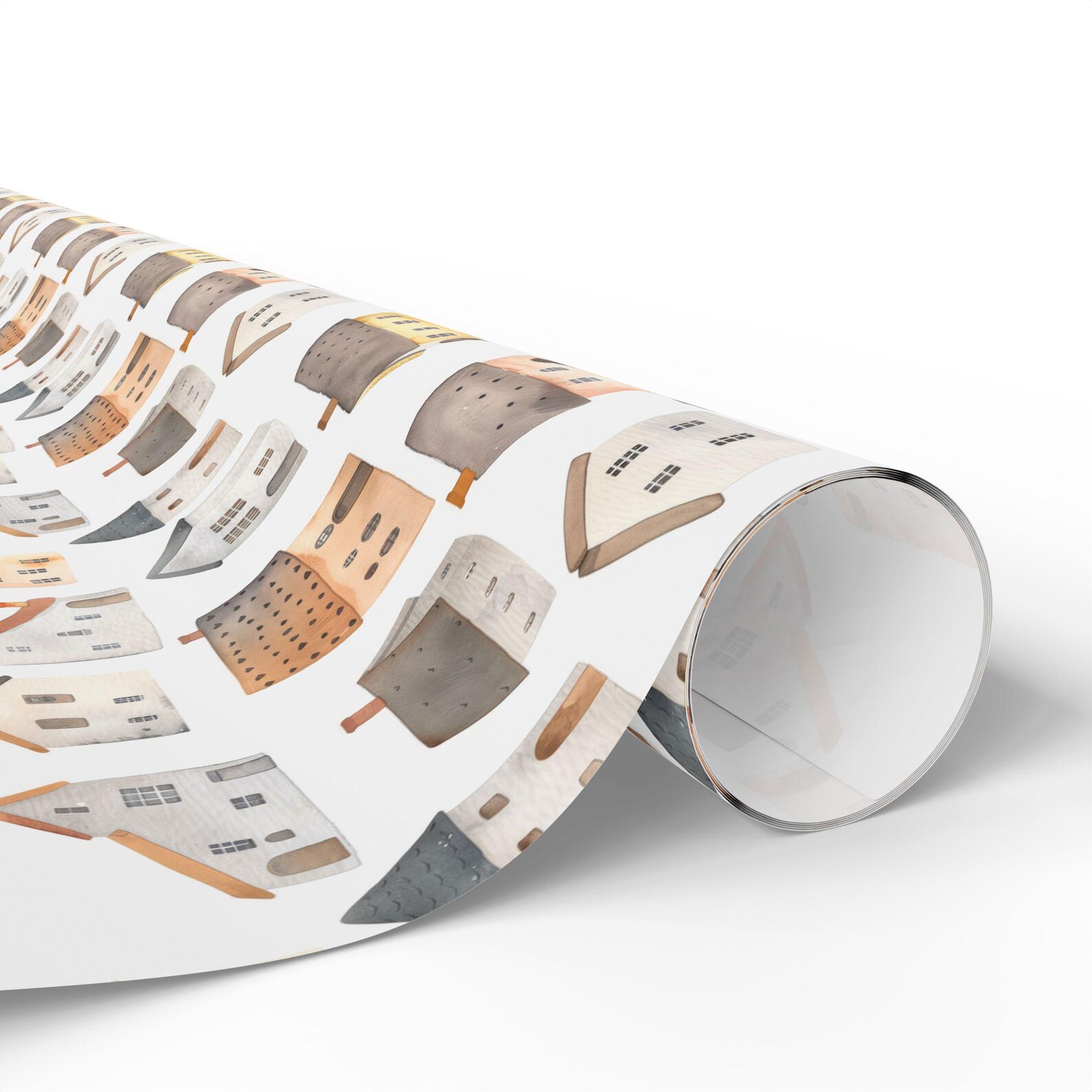 Housewarming Gift Wrap Roll, Cute Wrapping Paper Houses Gift Wrapping ...