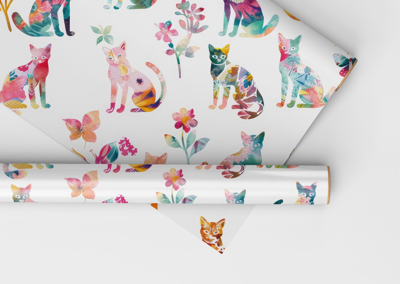 Neon Cats Gift Wrap Roll, Cats Wrapping Paper, Pink Cats Wrapping Paper ...