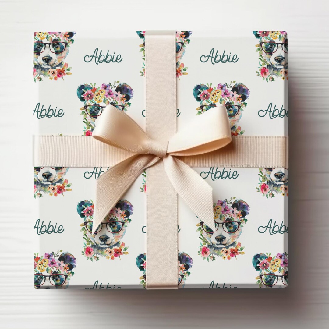 Panda Wrapping Paper Roll With Name, Customizable Panda Gift Wrap Roll ...