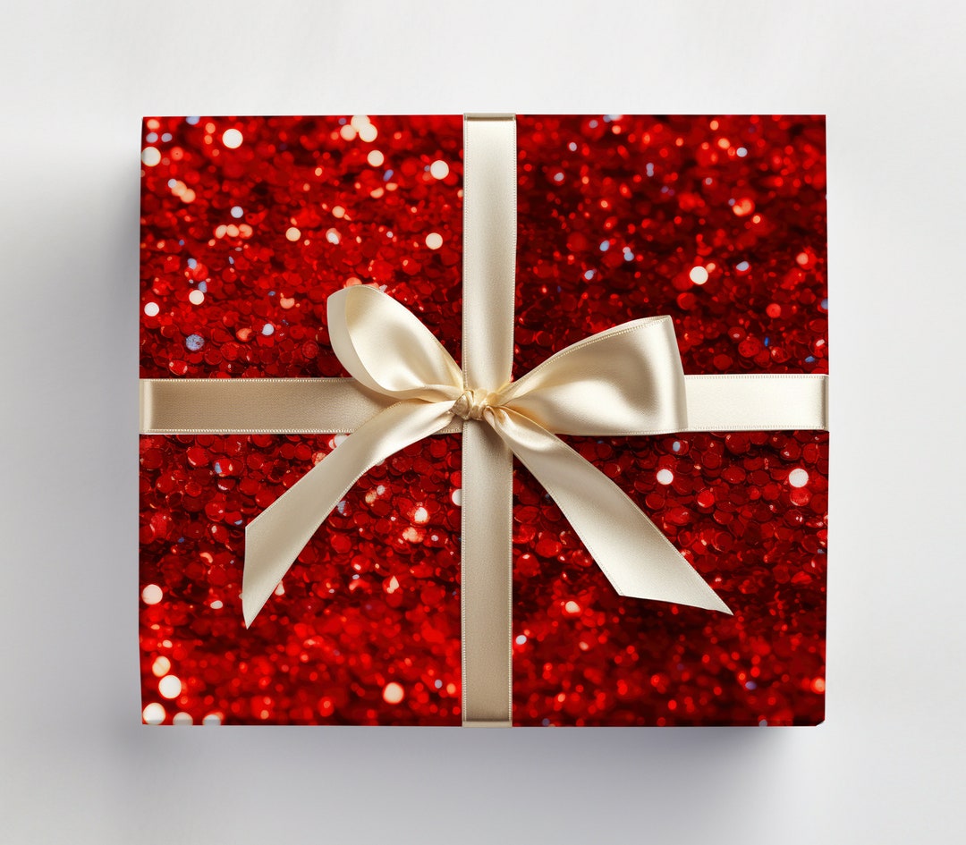 Red Glitter Wrapping Paper Roll Red Glitter Christmas Wrapping Paper ...