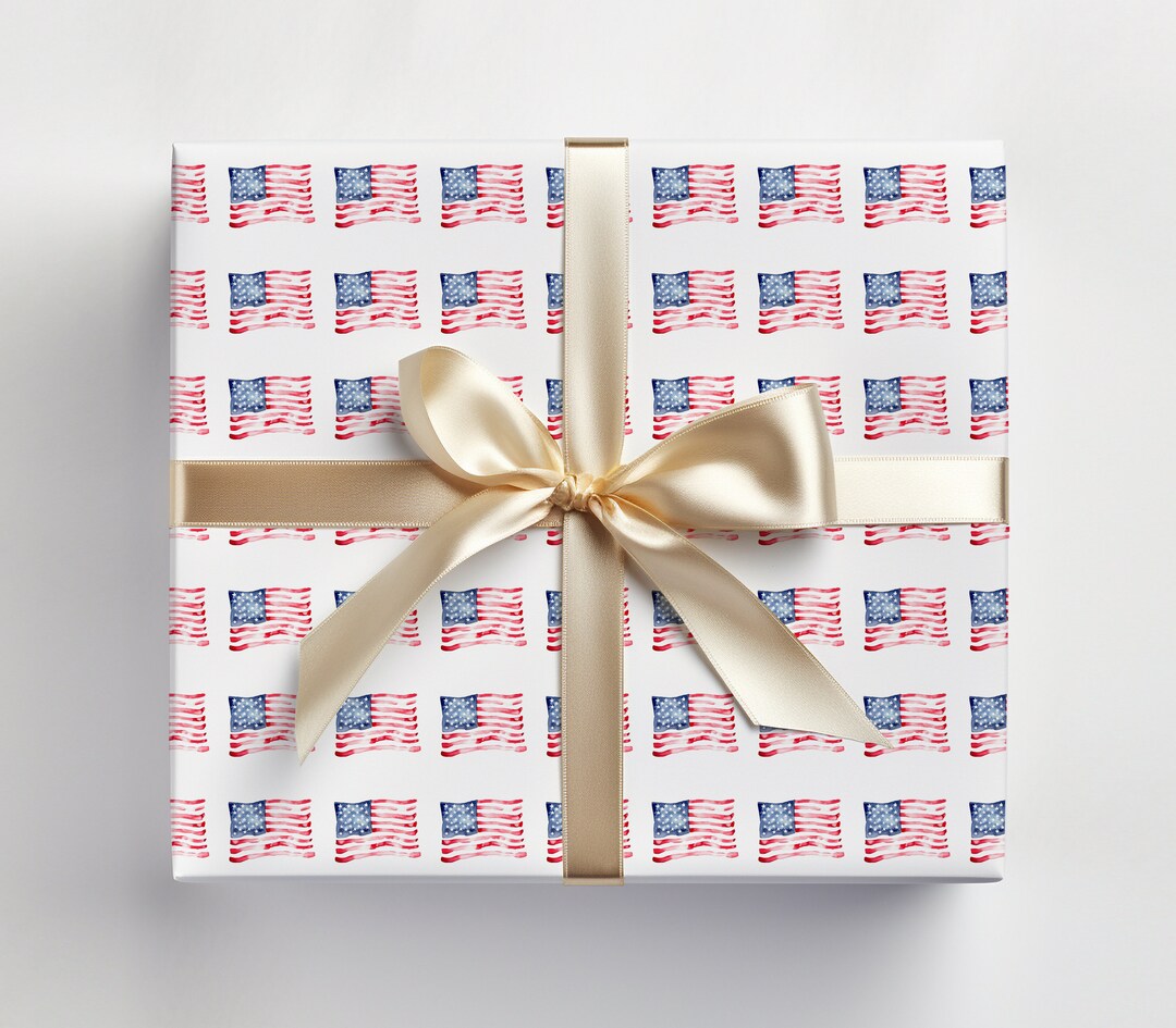 American Flag Gift Wrap Roll, USA Wrapping Paper Roll, American Flag ...