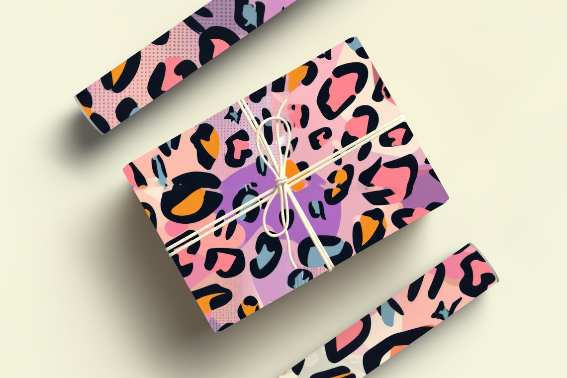 Pink Cheetah Print Wrapping Paper, Leopard Print Wrapping Paper, Girly ...