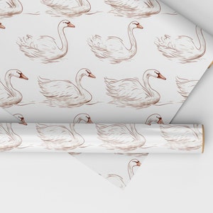 Adorable Swan Wrapping Paper Roll Swan Baby Shower Wrapping Paper, Swan ...