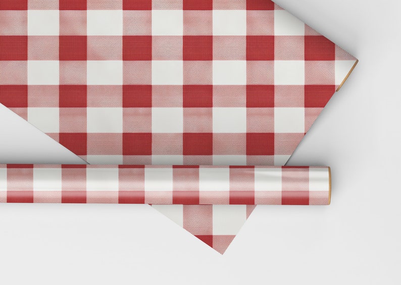 Red Gingham Wrapping Paper Pattern Checked Christmas Wrapping Paper ...