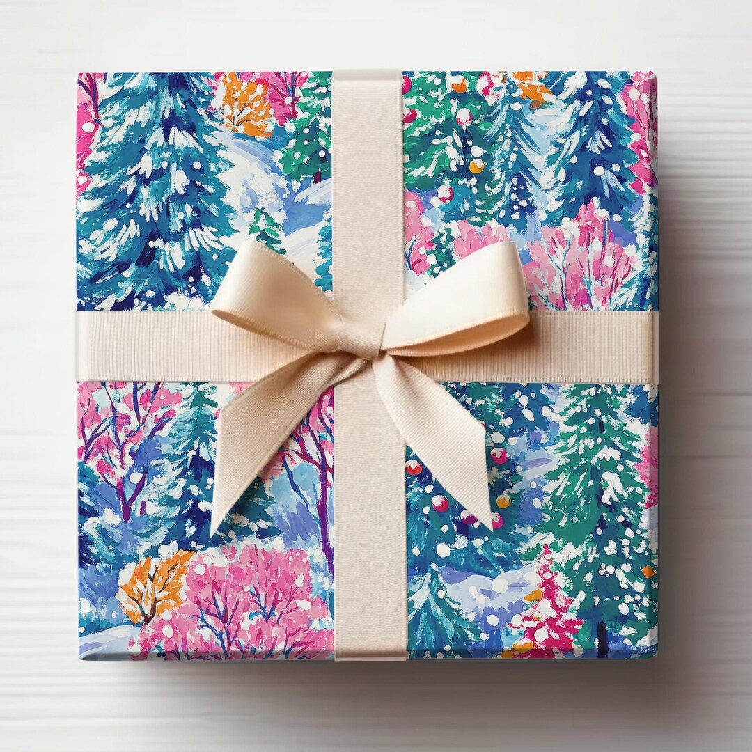 Snowy Forest Wrapping Paper Preppy Forest Gift Wrap Roll Preppy ...