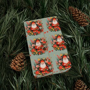 Green Santa Wrapping Paper Roll Green Santa Gift Wrap Roll, Modern ...