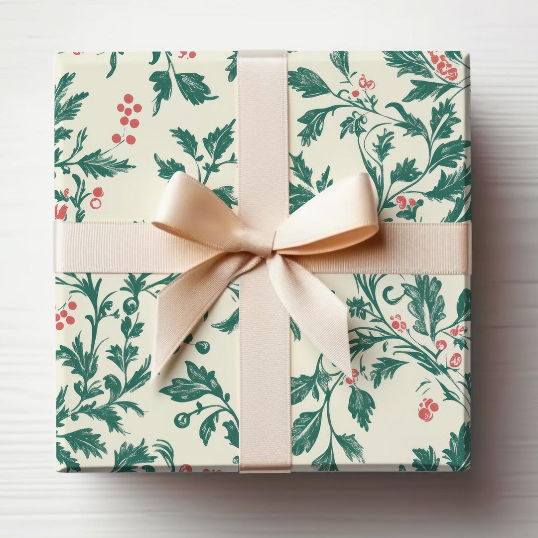 Victorian Christmas Wrapping Paper Roll Christmas Toile Gift Wrapping ...