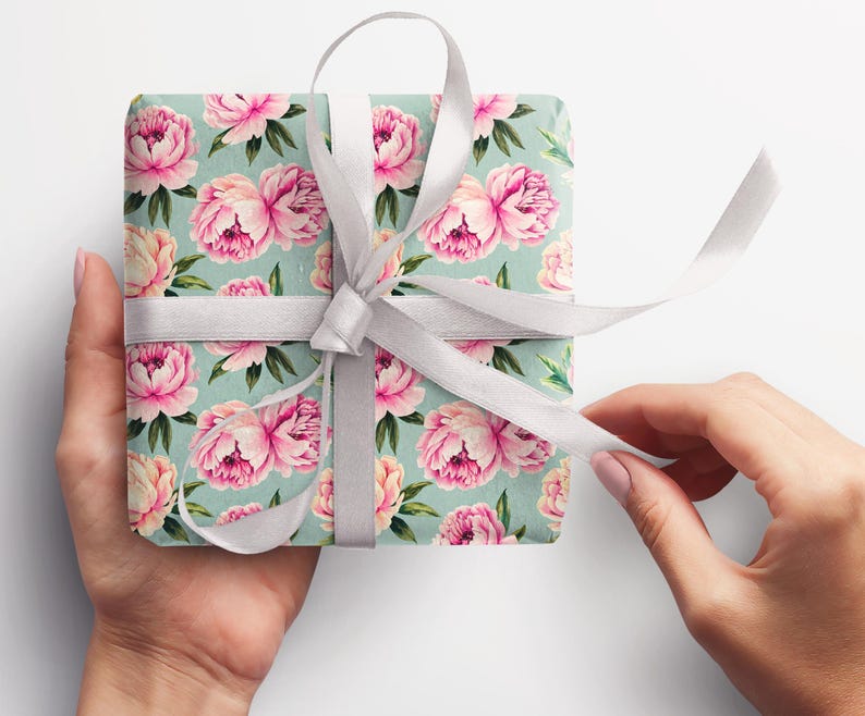 Peony Wrapping Paper Roll Watercolor Peonies Wrapping Paper Gift Wrap ...