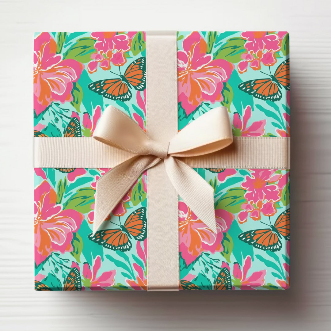 Monarch Butterfly Wrapping Paper, Preppy Butterfly Wrapping Paper Roll ...