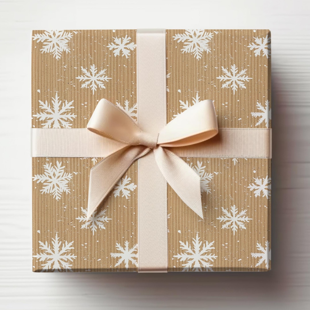 Snowflake Wrapping Paper Roll Kraft Wrapping Paper Christmas Snowflake ...
