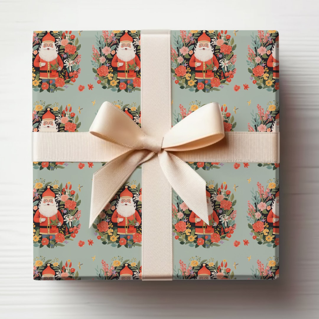 Green Santa Wrapping Paper Roll Green Santa Gift Wrap Roll, Modern ...
