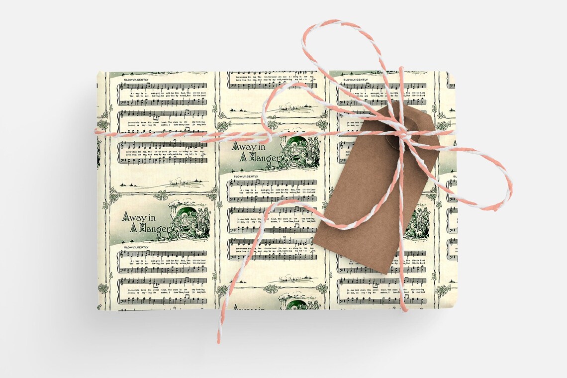 Away in A Manger Wrapping Paper Christmas Music Wrapping Paper Roll ...