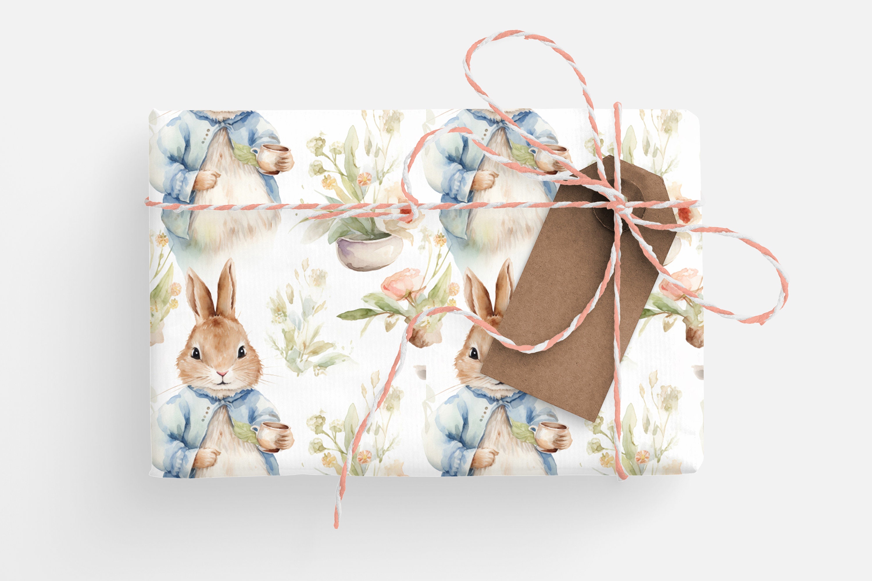Vintage Rabbit Wrapping Paper Roll Vintage Rabbit Baby Shower Gift Wrap ...