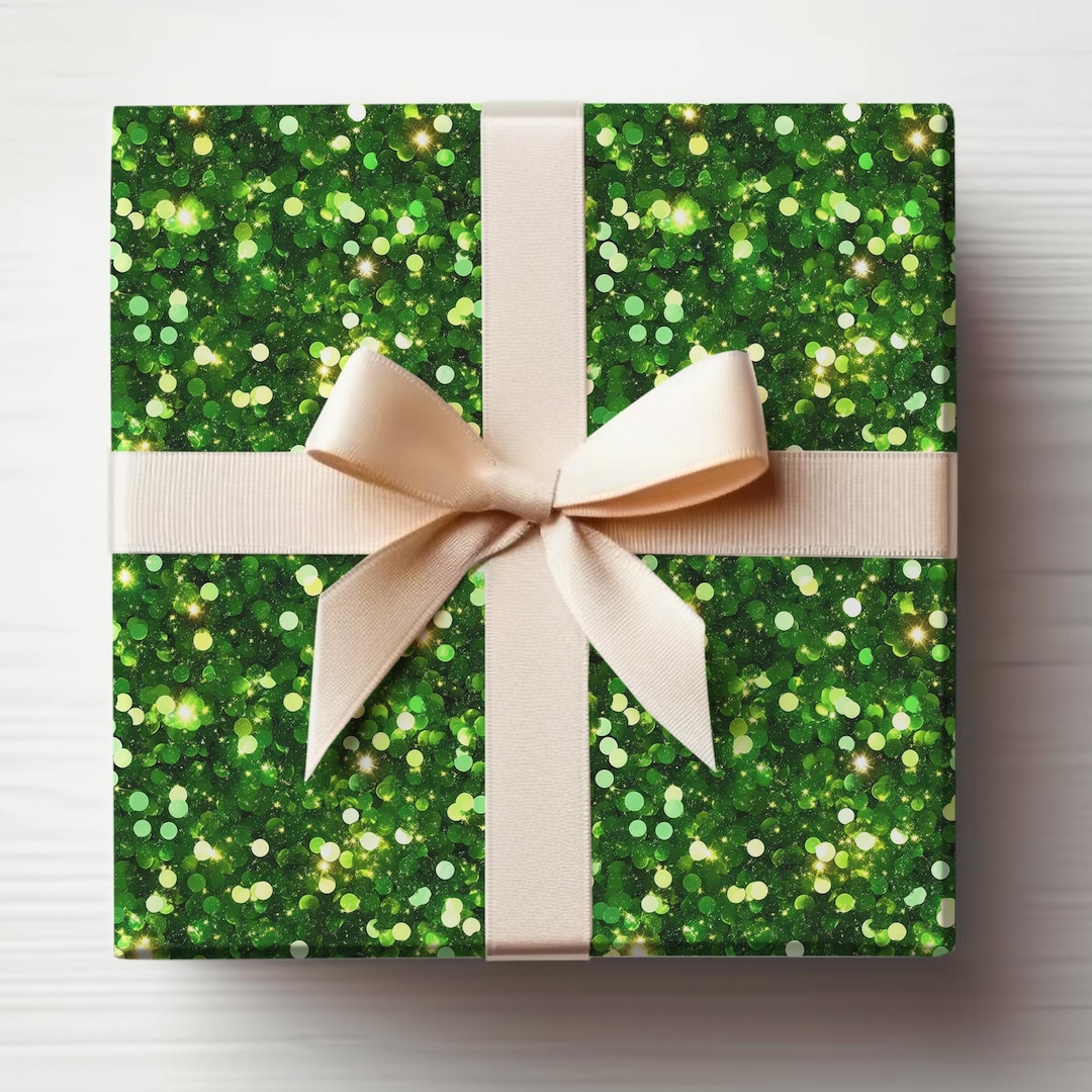 Green Glitter Wrapping Paper Shimmery Green Wrapping Paper Roll Green ...