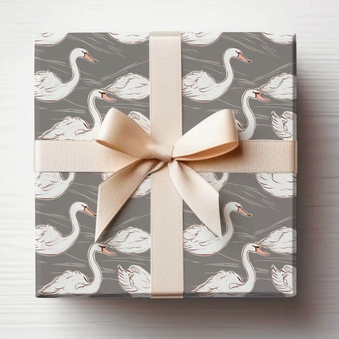 Swan Wrapping Paper Roll, Modern Swan Gift Wrap Roll, Swan Gift ...
