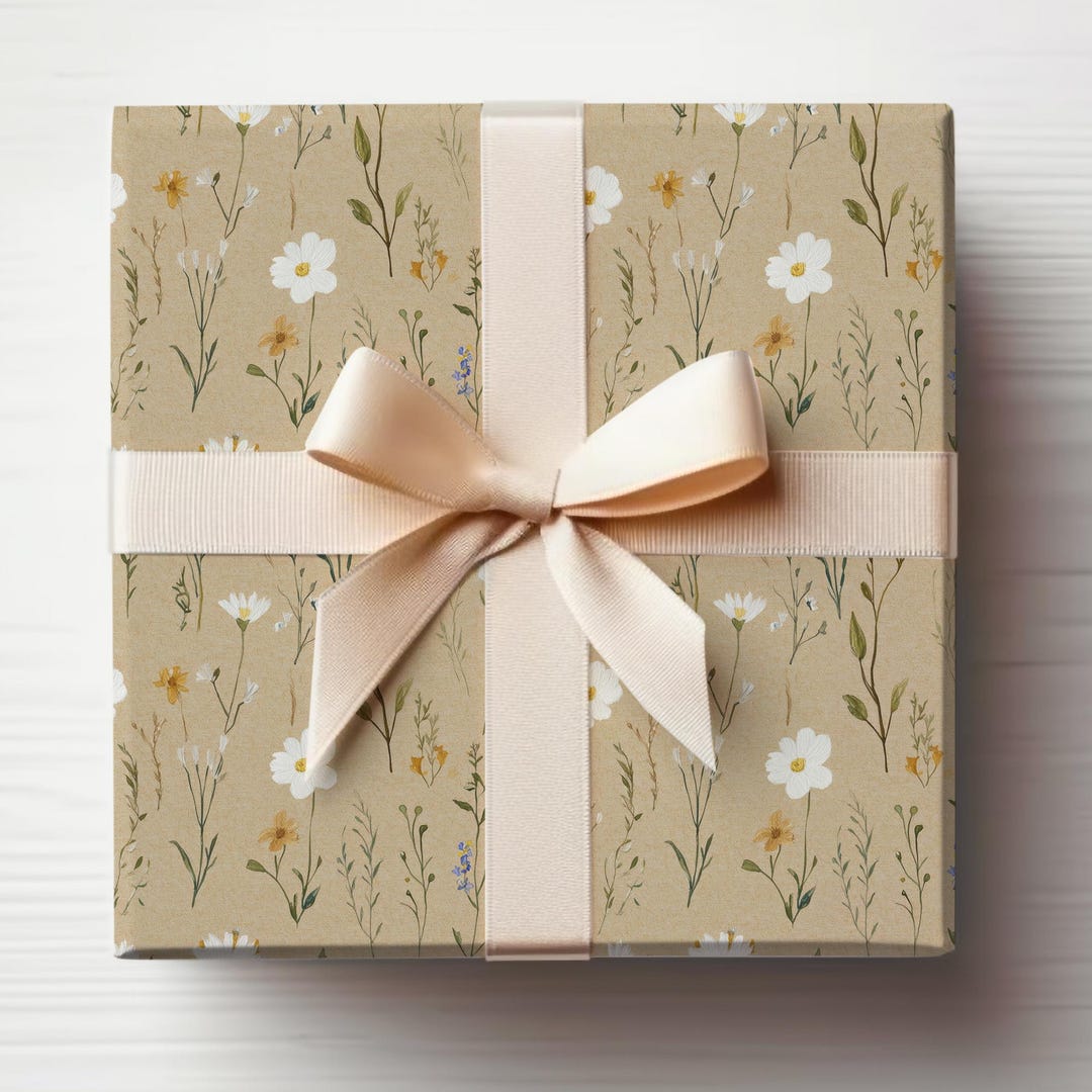 Kraft Wrapping Paper Roll Wildflower Wrapping Paper Meadow Gift Wrap ...