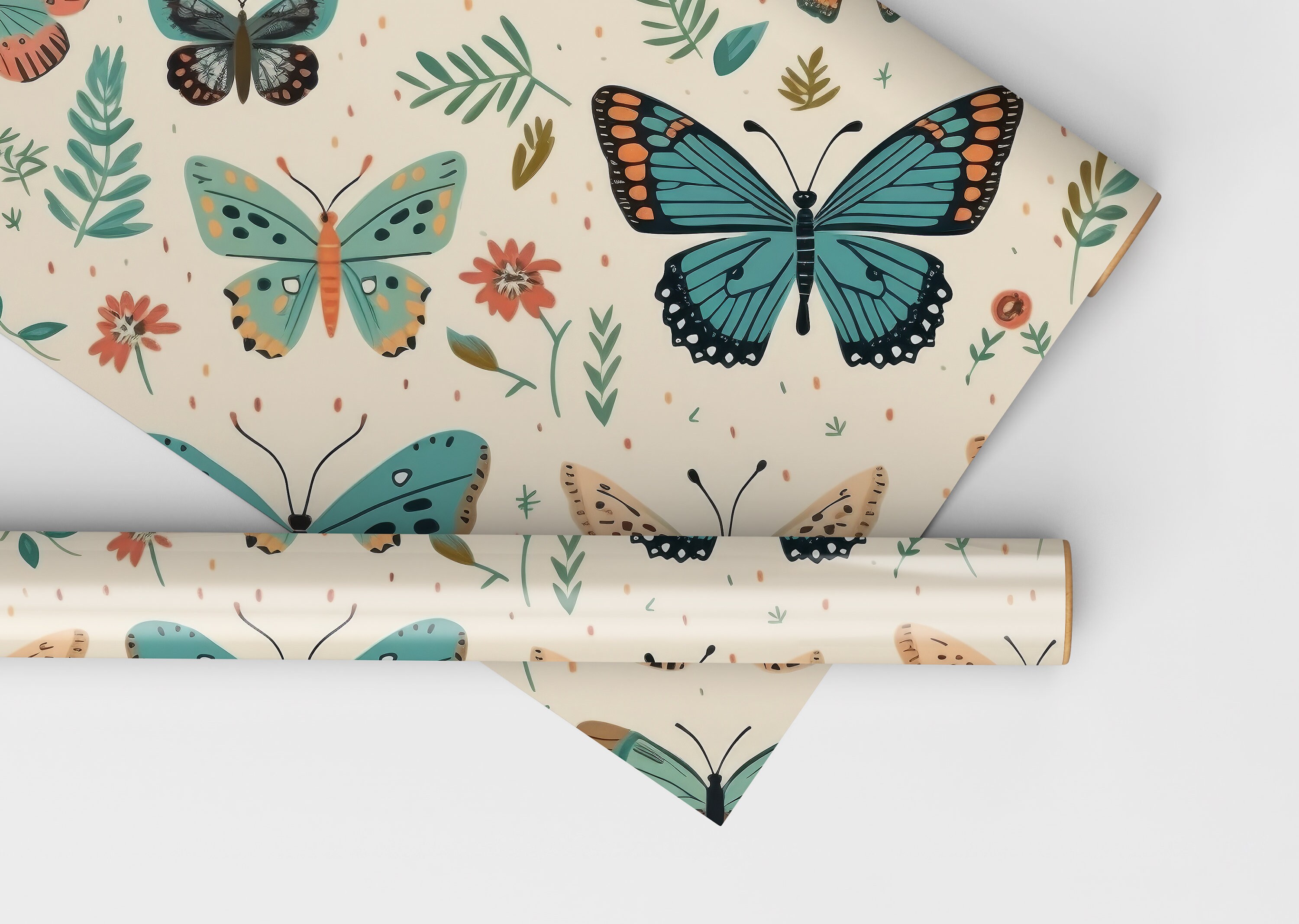 Boho Butterfly Wrapping Paper Butterfly Baby Shower Gift Wrap Roll ...